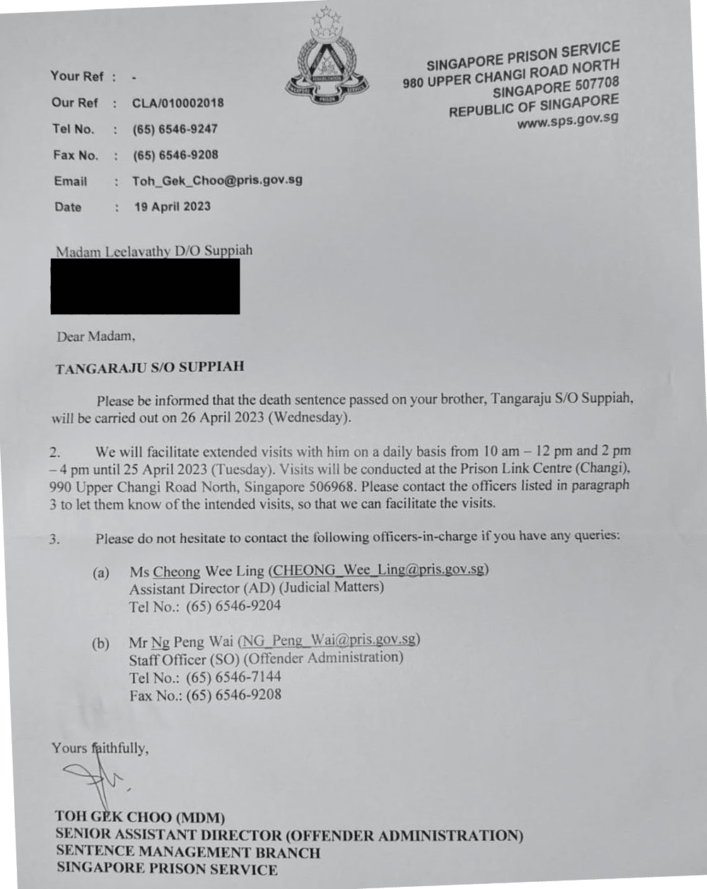 The first execution notice of 2023 - The Online Citizen