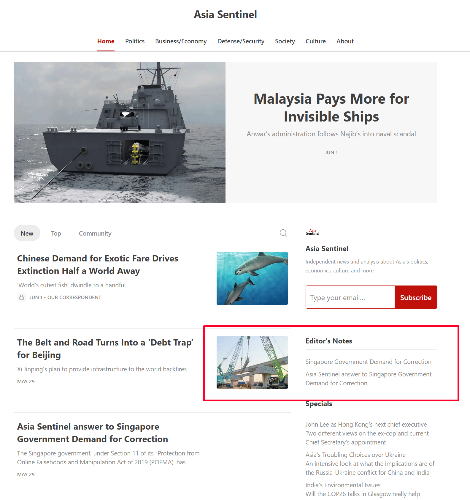Singapore blocks access to Asia Sentinel following its failure to ...