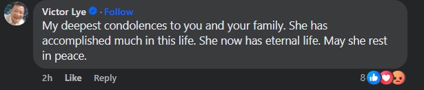 [GPGT]: Victor Lye and Lim Tean left condolence messages on LHY's fb ...