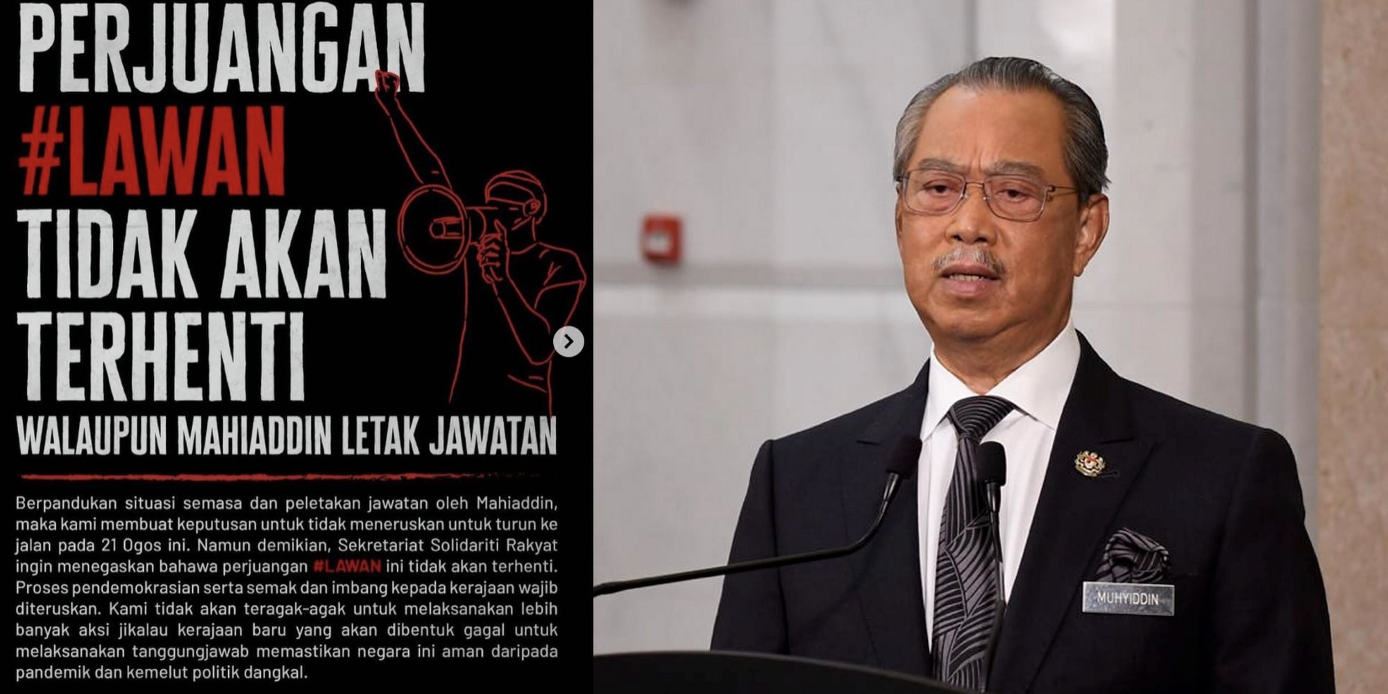 Malaysia: Next #Lawan protest called off following Muhyiddin's ...
