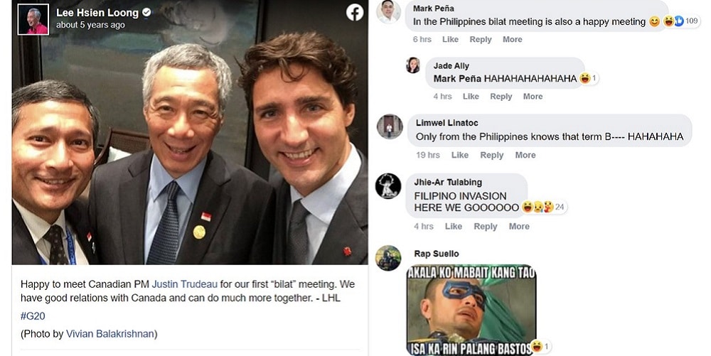 PM Lee’s old FB post goes viral in Philippines over the term “bilat” in ...