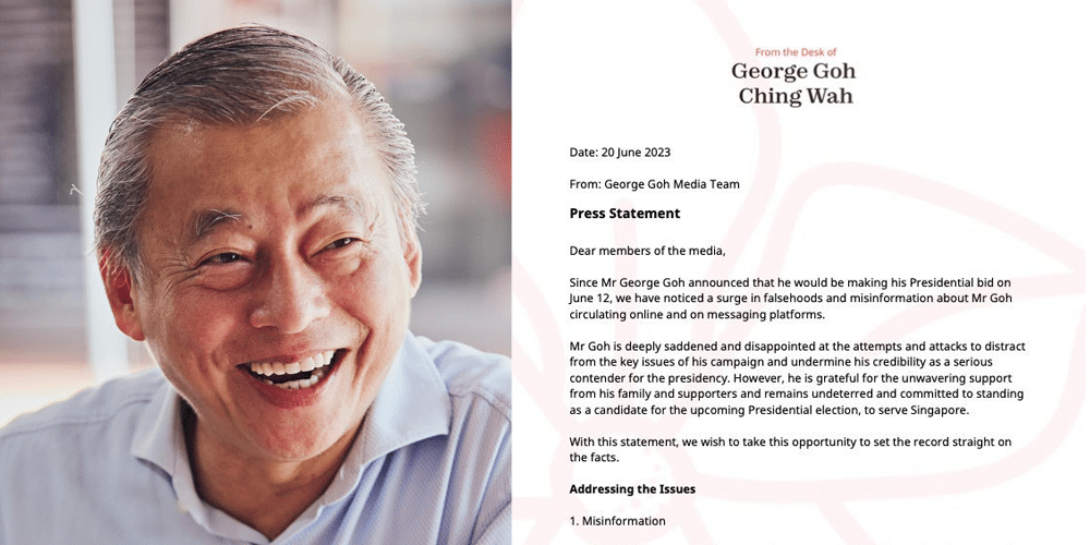 Presidential hopeful George Goh Ching Wah refutes online misinformation ...